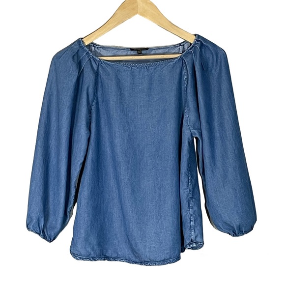 Massimo Dutti | Tops | Massimo Dutti Chambray Detailed Shoulder Balloon ...